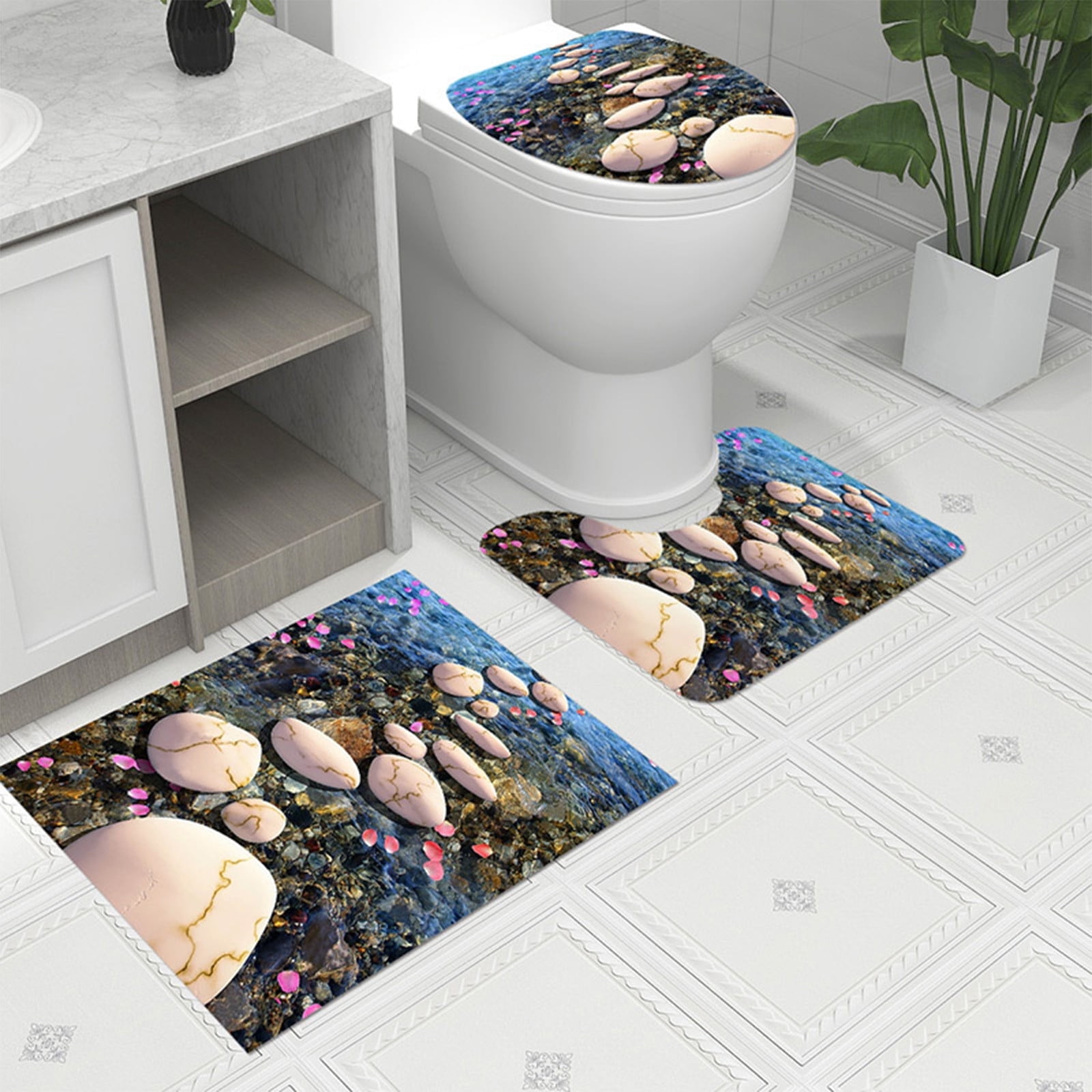 IBaodan Massive markdowns Toilet Floor Mat U shape Foot Mat Bathroom ...