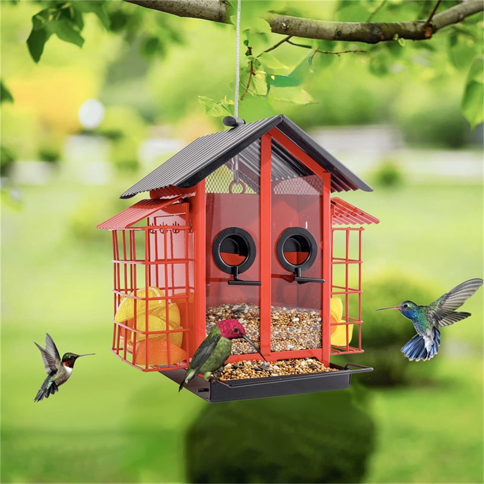 IBaodan Outdoor Bird Feeder, Hanging Metal Feeder for Garden Decoration ...