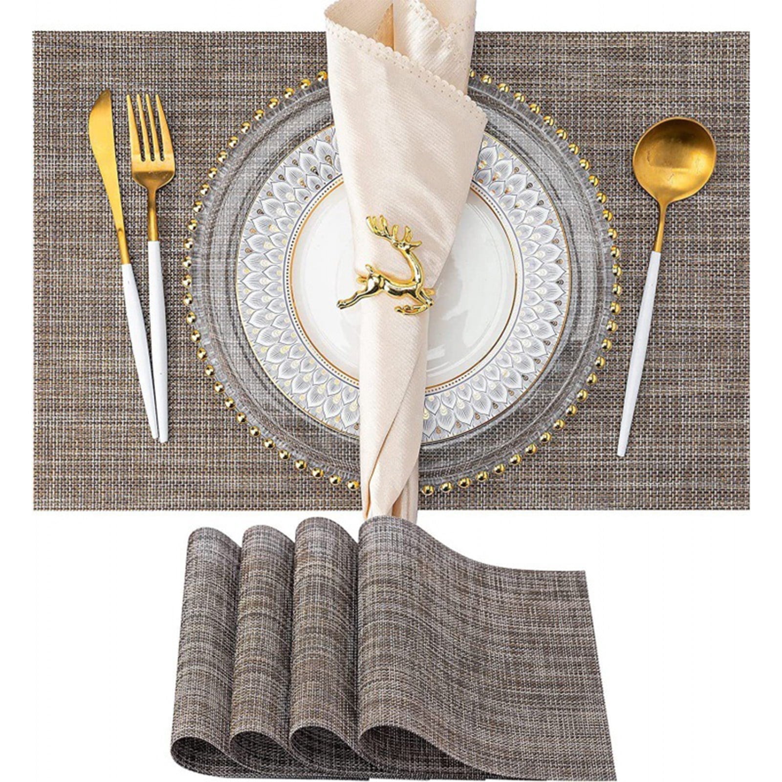 IBaodan Placemats Set Of 4 Heat Vinyl Table Mats Set Of 4 Washable ...