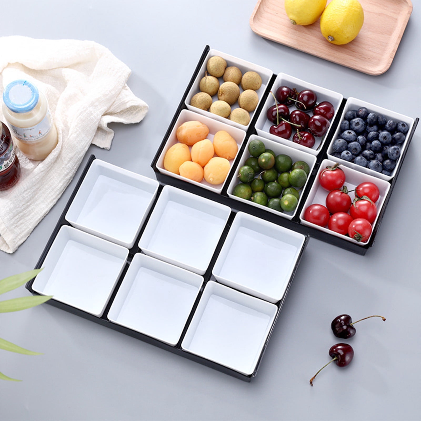 IBaodan Prime Multi Compartment Dried Fruit Tray Squares Snack Tray ...