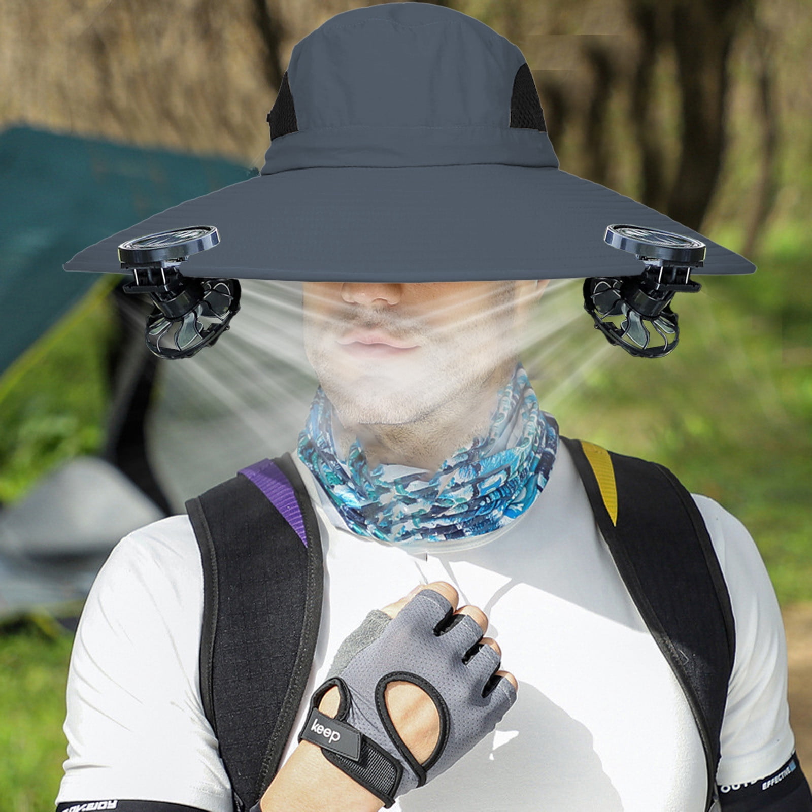 IBaodan Solar Fan Hat, Outdoor Fishing Hat with 2 Solar Clip Fans ...