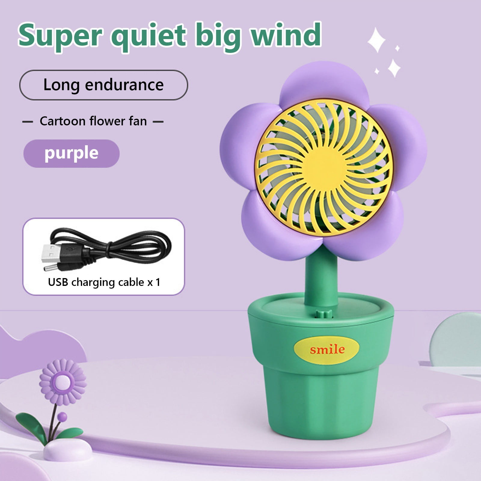 IBaodan USB Mini Fan with Flower Pot Design - Portable Desktop Fan ...