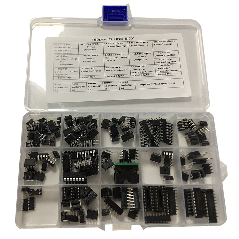 IC Chip Assortment 150Pcs,Opamp,Oscillator,Pwm,PC817,NE555,LM358,LM324 ...
