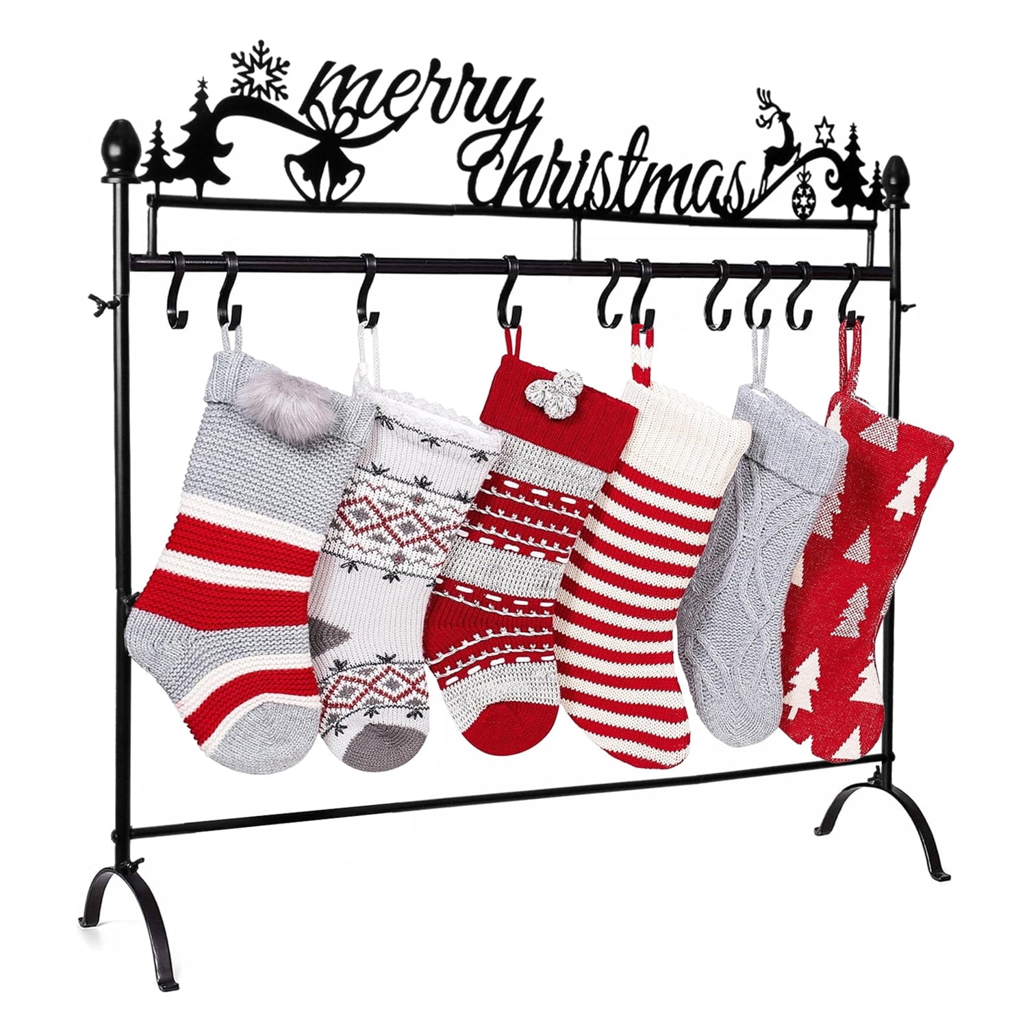 IC ICLOVER 10 Hooks Christmas Stocking Holder Stand for Floor, Holiday ...