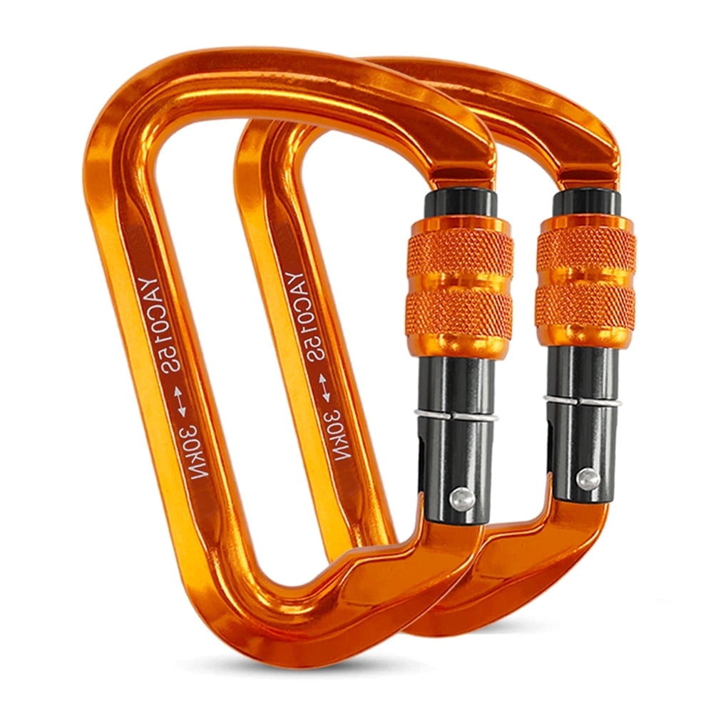 [2 Pack] 30KN Auto Locking Carabiners Aluminum Lightweight D-ring ...