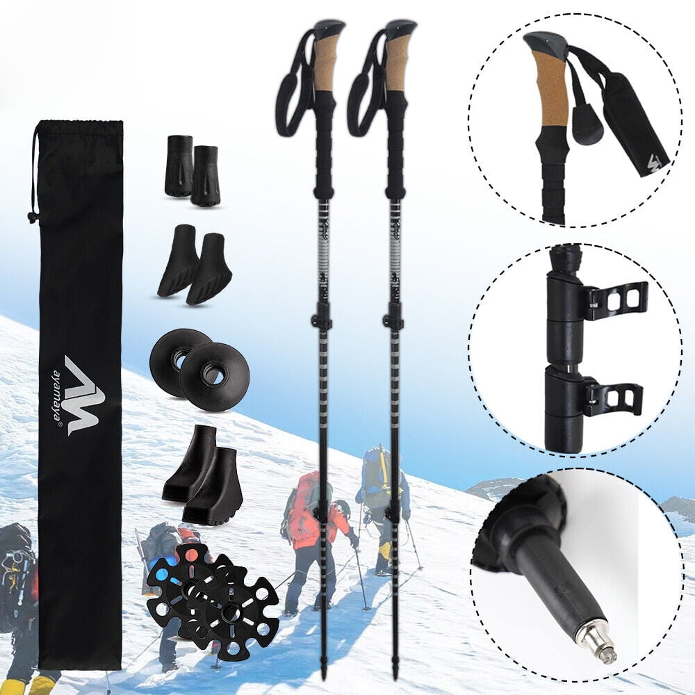 IC ICLOVER 2 Pack Carbon Fiber Trekking Poles, Adjustable Quick Lock ...