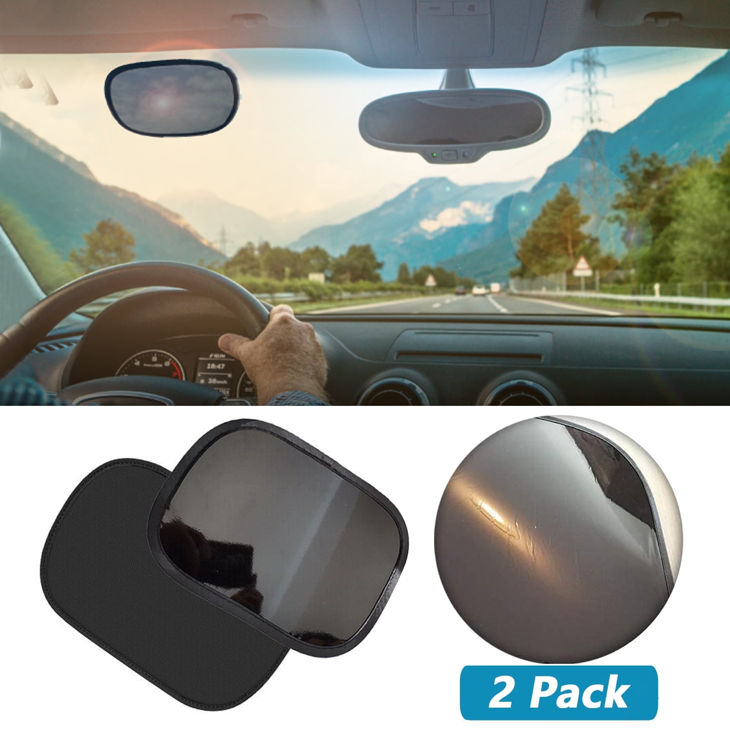 IC ICLOVER [2 Pack] Miniature Static Cling Car Window Shade Anti-Glare ...