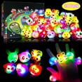 IC ICLOVER 24 Pack Flashing LED Light Up Rings Party Favors for Kids ...