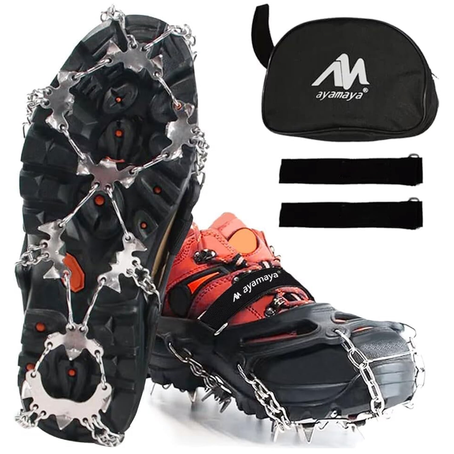 IC ICLOVER 24 Spikes Crampons Ice Cleats Traction Snow Grips for Shoes ...