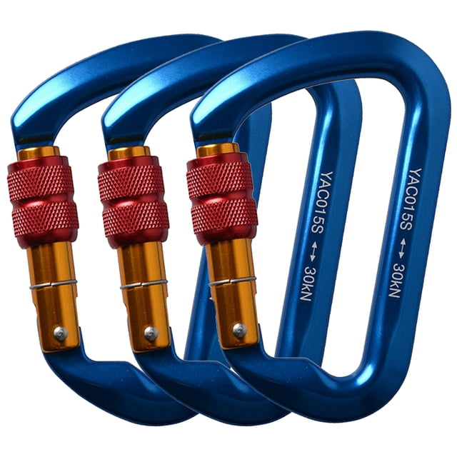 IC ICLOVER 30KN Screw Locking Gate Carabiner Clips D Shape Screwgate ...