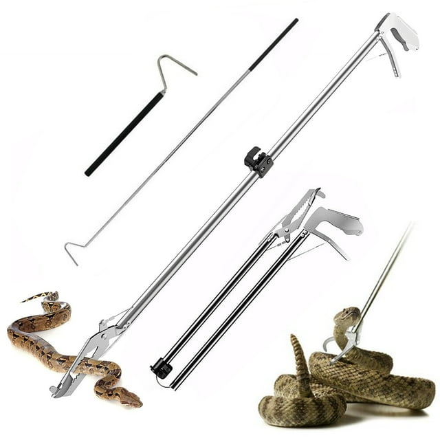 IC ICLOVER 52" Foldable Snake Tongs Wide Jaw Reptile Catcher Grabber ...