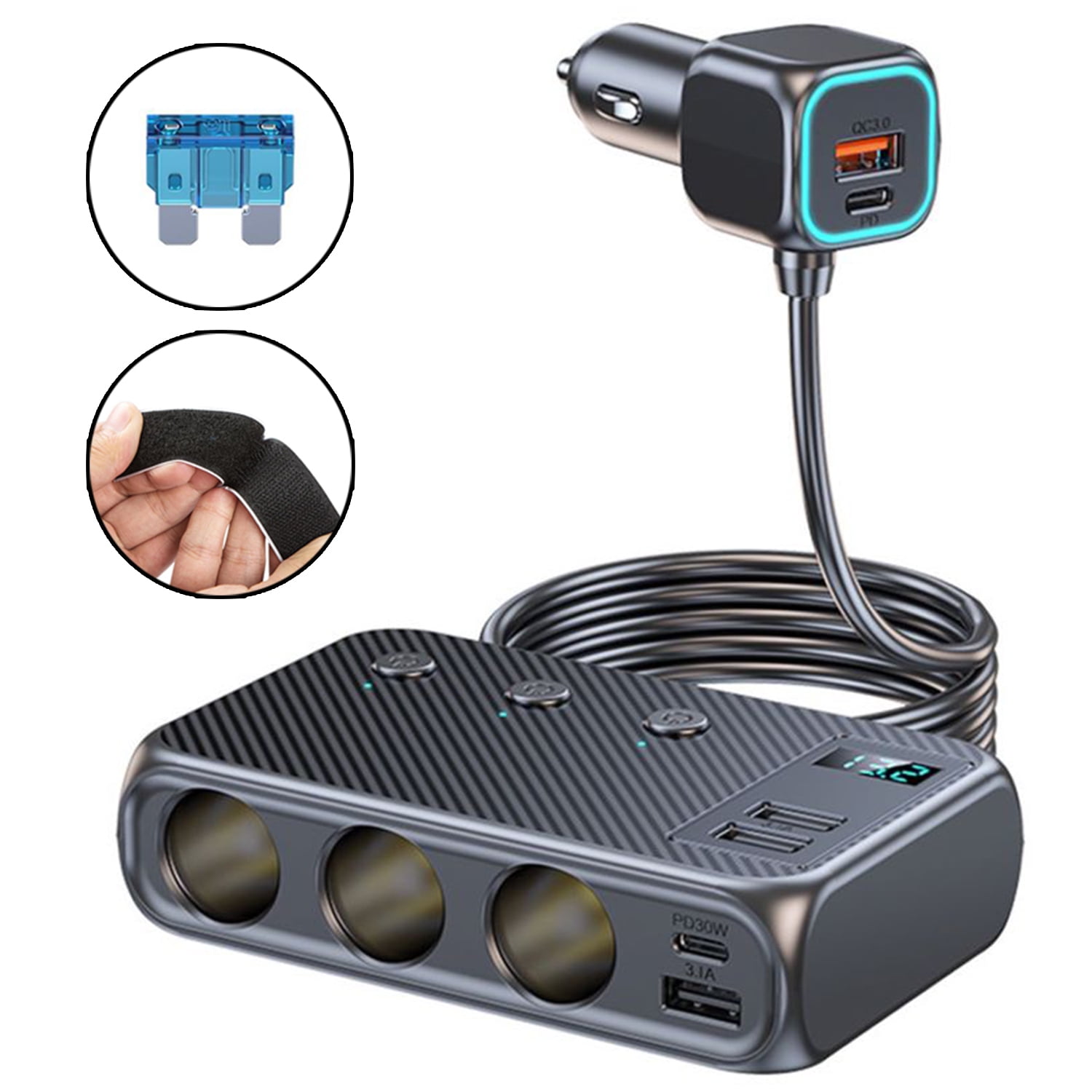 IC ICLOVER 9-in-1 Multi Port USB C Car Charger, 171W iPhone Car Charger ...