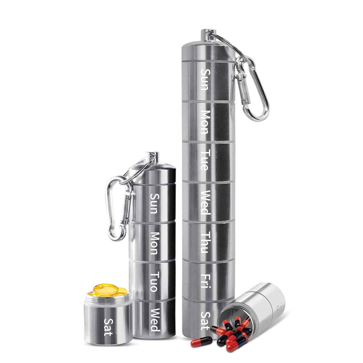 IC ICLOVER Metal Pill Organizer, Stackable Portable Waterproof Travel ...