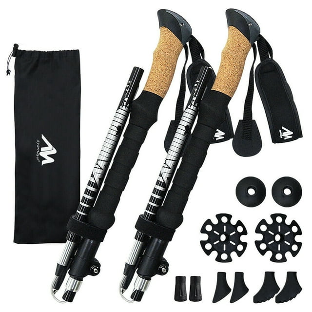 IC ICLOVER Pair 2 Collapsible Trekking Walking Hiking Sticks Poles ...
