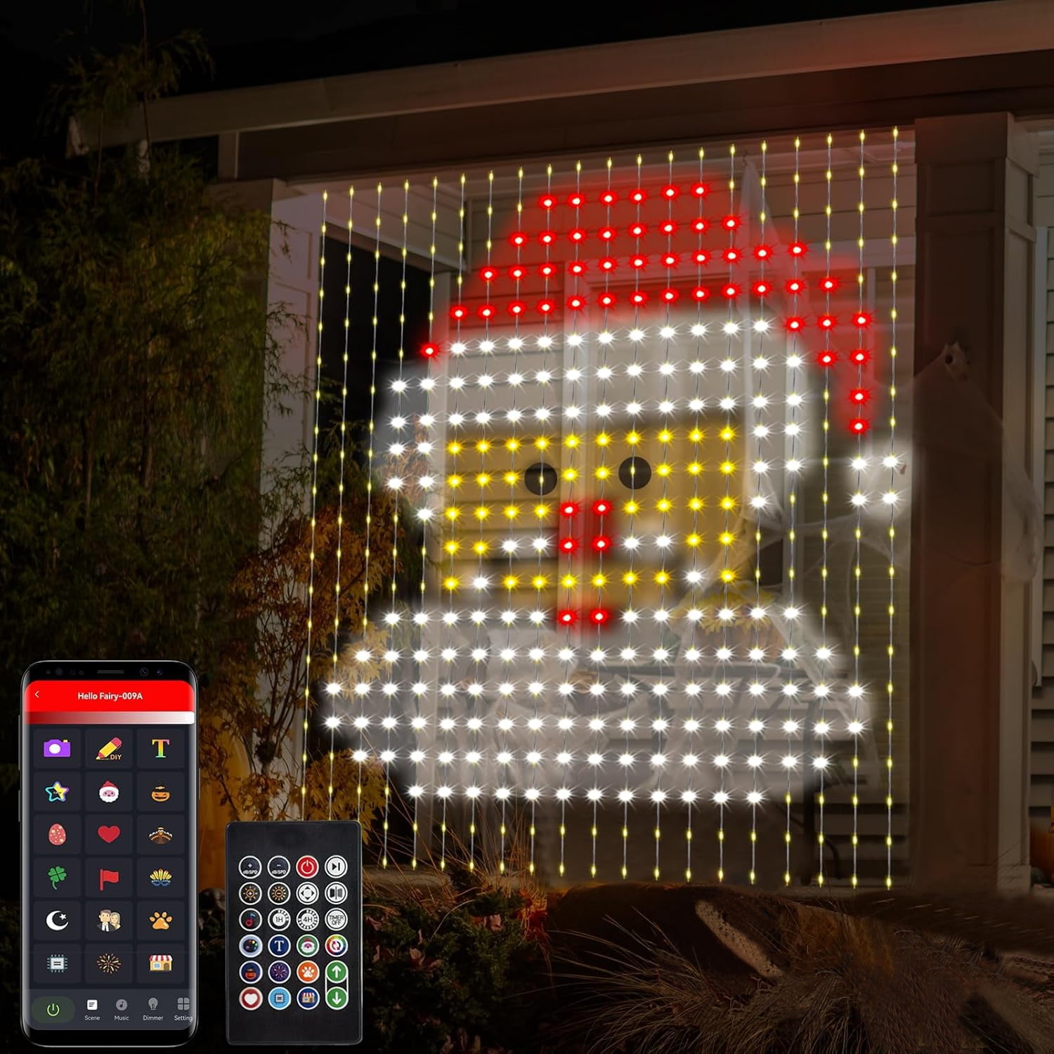 IC ICLOVER Smart Curtain Lights 6.6x6.6Ft, 400 LED Color Changing Wall Lights, APP & Remote ...