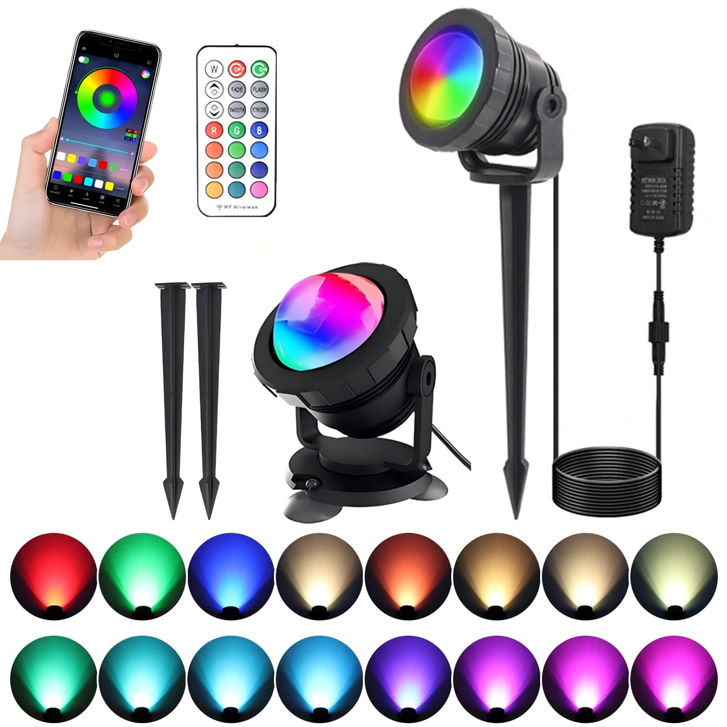 IC ICLOVER Spotlight Outdoor Control with Smart APP, 12W RGB Color ...