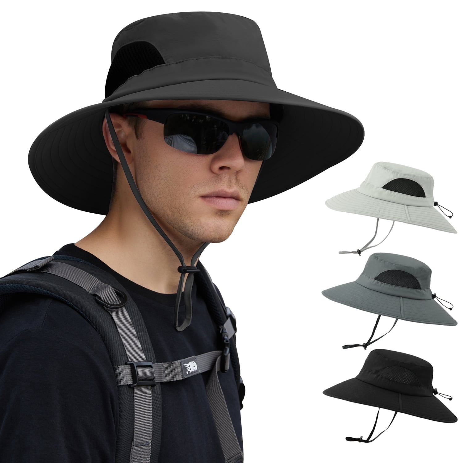 IC ICLOVER Sun Hat Summer Bucket Wide Brim Boonie UV Protection Hat ...