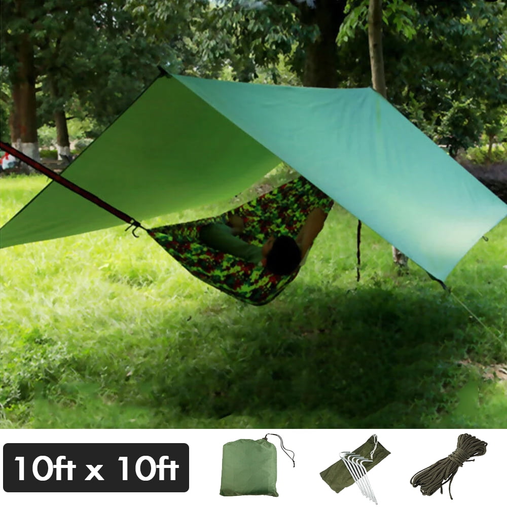 IC ICLOVER Sun Shelter Rain Fly Poly Tarp Camping Tent Cover Awning ...