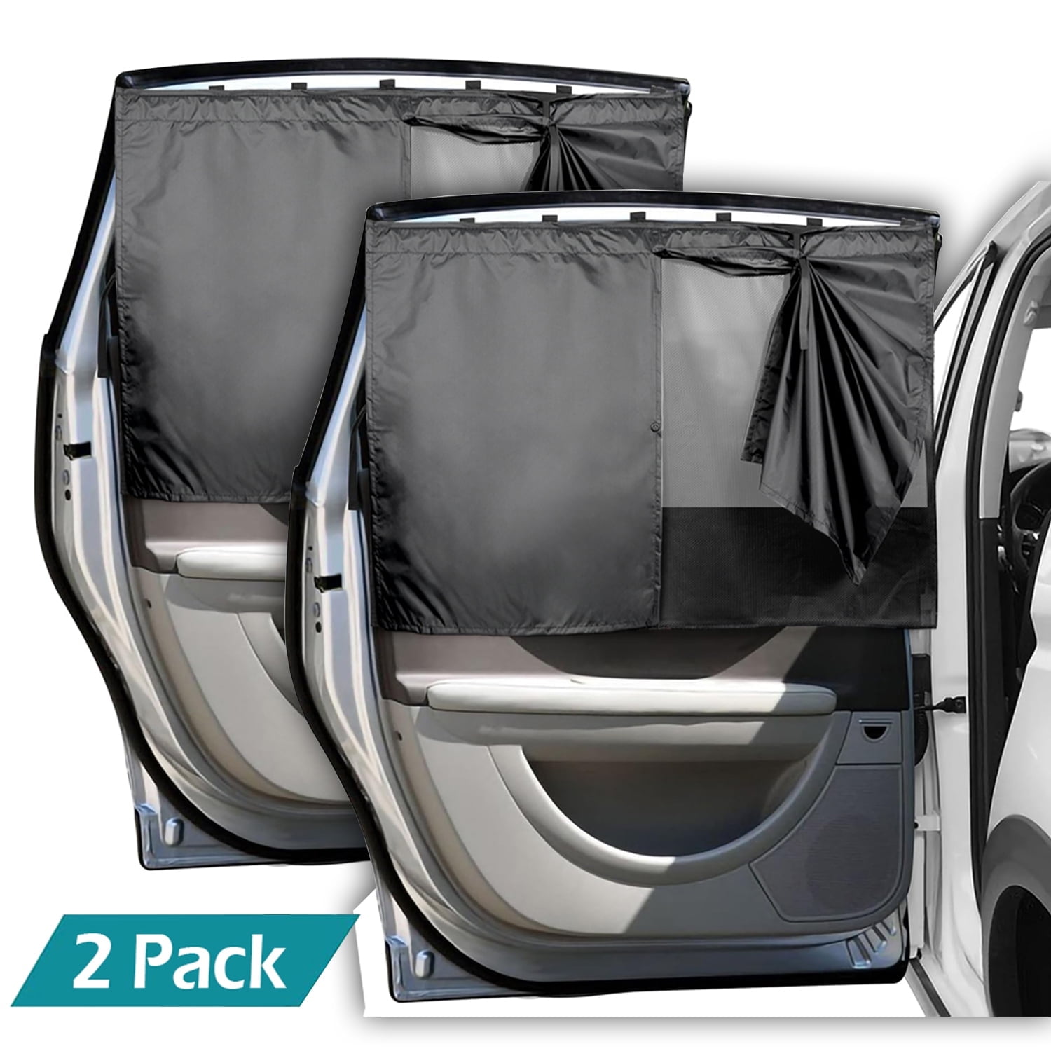 IC ICLOVER 2 Pack Car Window Shades, Magnetic Double Layer Car Side ...