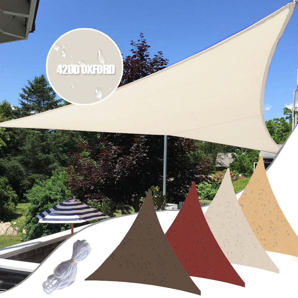 HOMEYA Waterproof Shade Sail Triangle 16' x 16' x 16' Patio Awning ...
