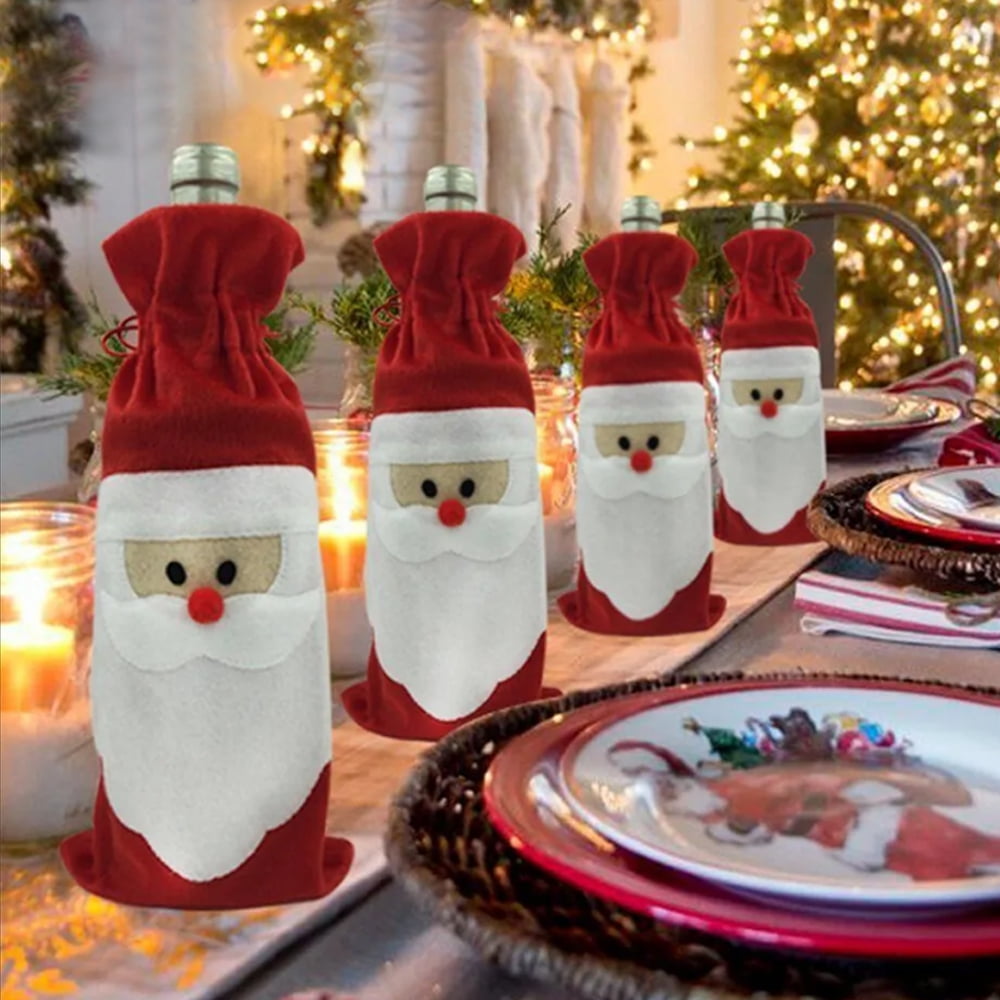 IC ICLOVER Wine Bottle Covers, 2 Pack Santa Claus Wine Bottle Toppers ...