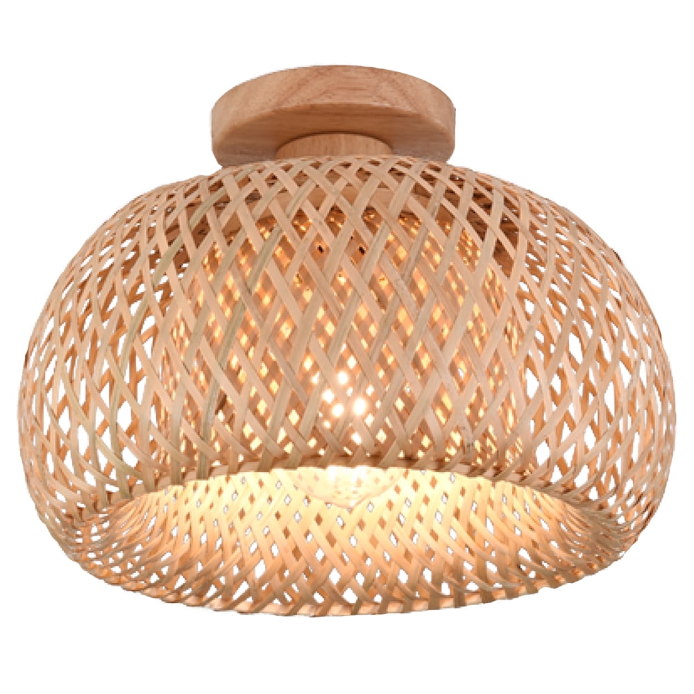 IC INSTANT COACH Rattan Semi Flush Mount Ceiling Light, Mini Bamboo ...