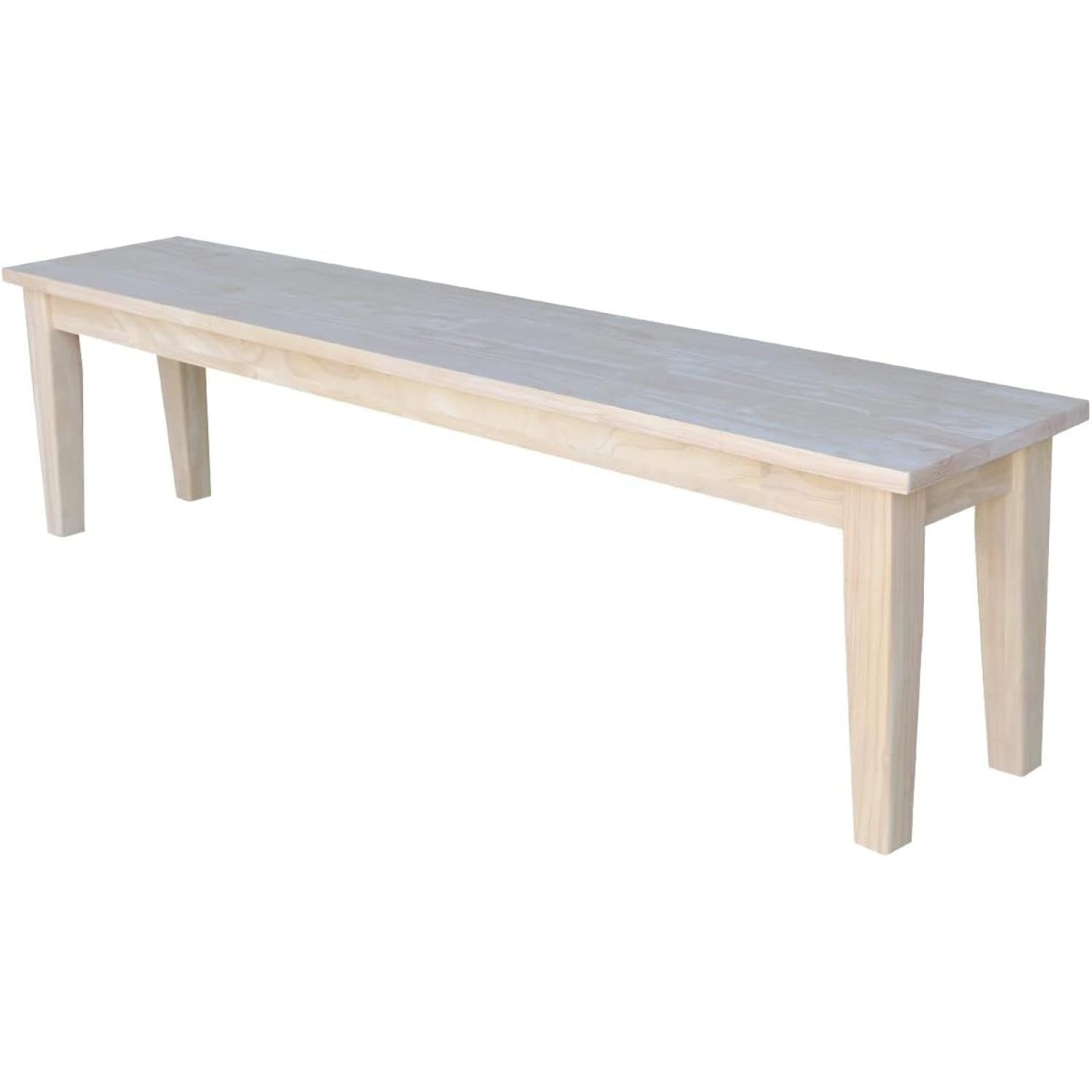 IC International Concepts International Concepts Shaker Style Unfinished Bench, 72" x 14" x 18 ...