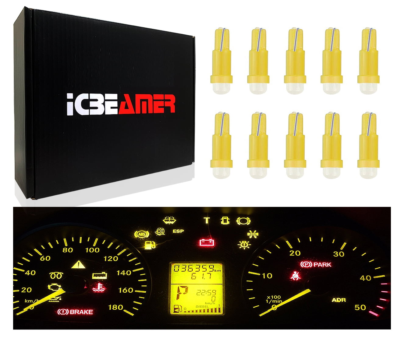 ICBEAMER 10pcs Projector Head 37 73 74 79 T4/T5 Wedge Gauge Cluster LED ...