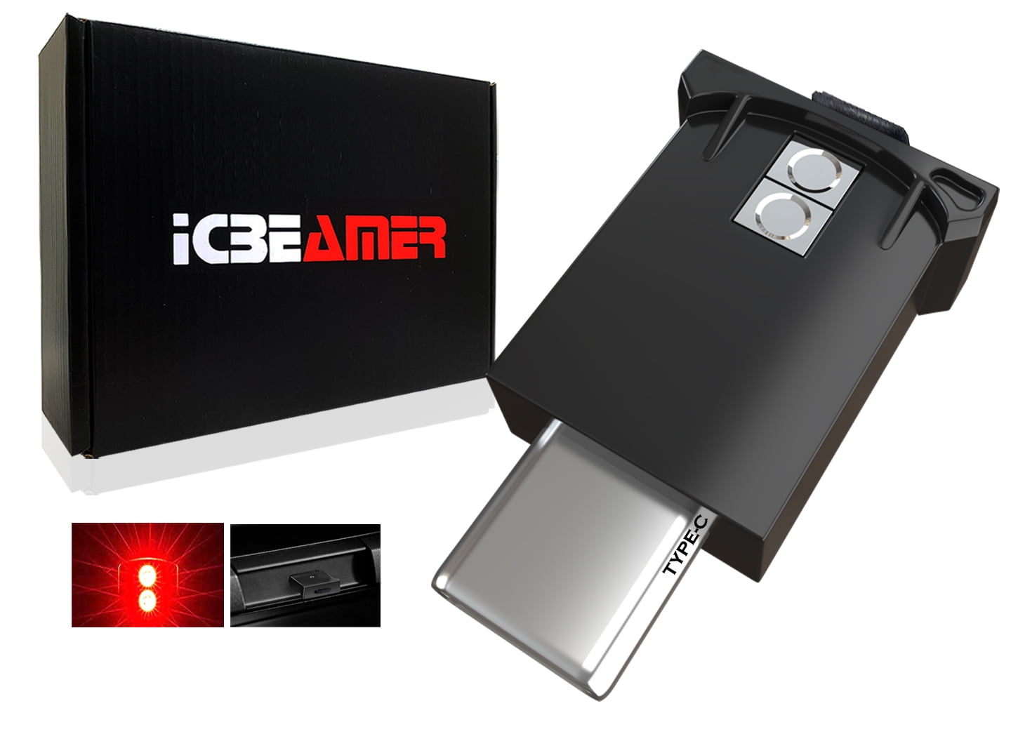 ICBEAMER 2 Gen Type C Adapters USB Atmosphere Adjustable Brightness LED ...