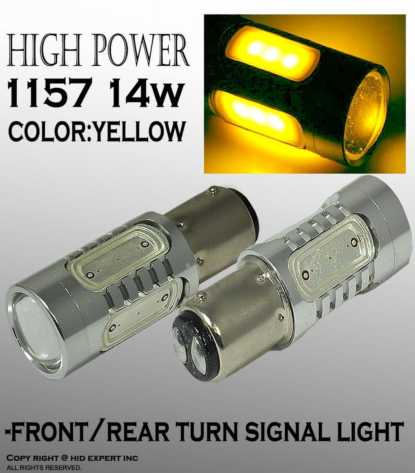 ICBEAMER 2 pcs 1157 LED Plasma Projector bulbs 14W Powrful Super Yellow ...