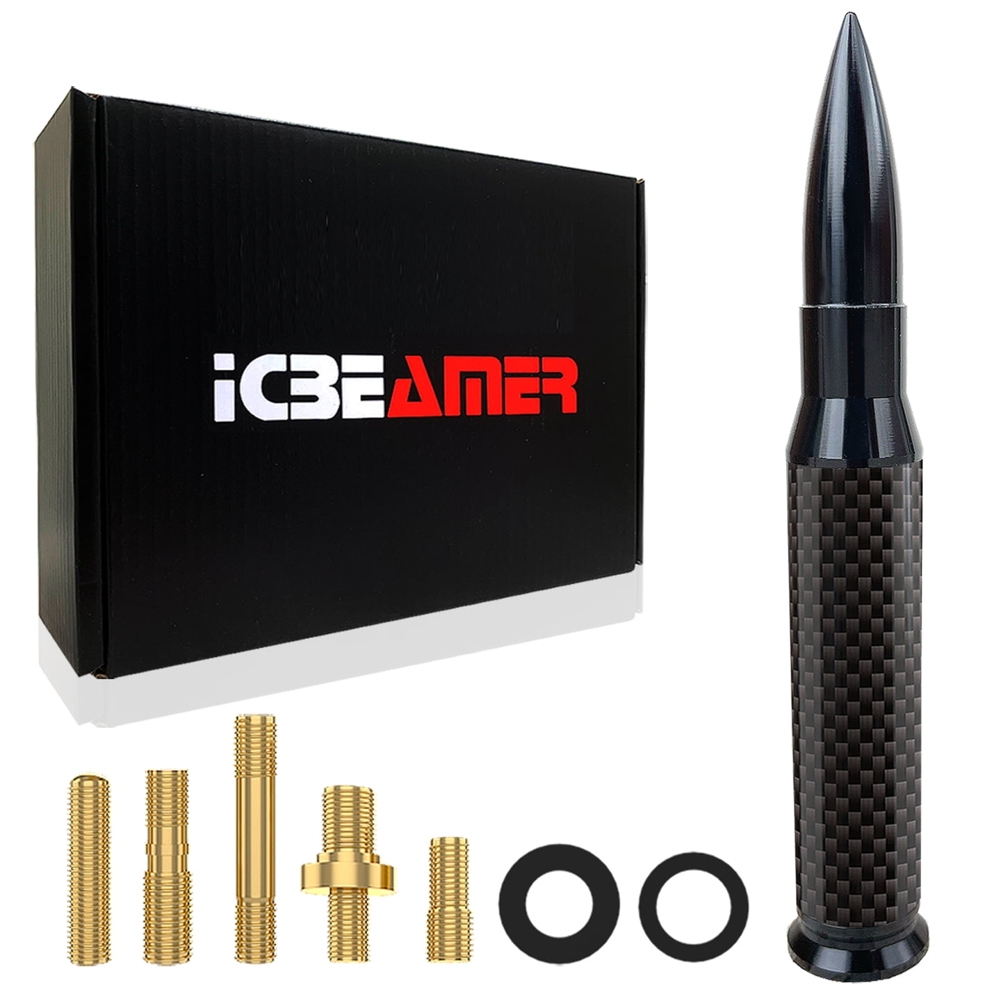 ICBEAMER 50 Cal Carbon Fiber Bullet Antenna Replacement [Color:Matte ...