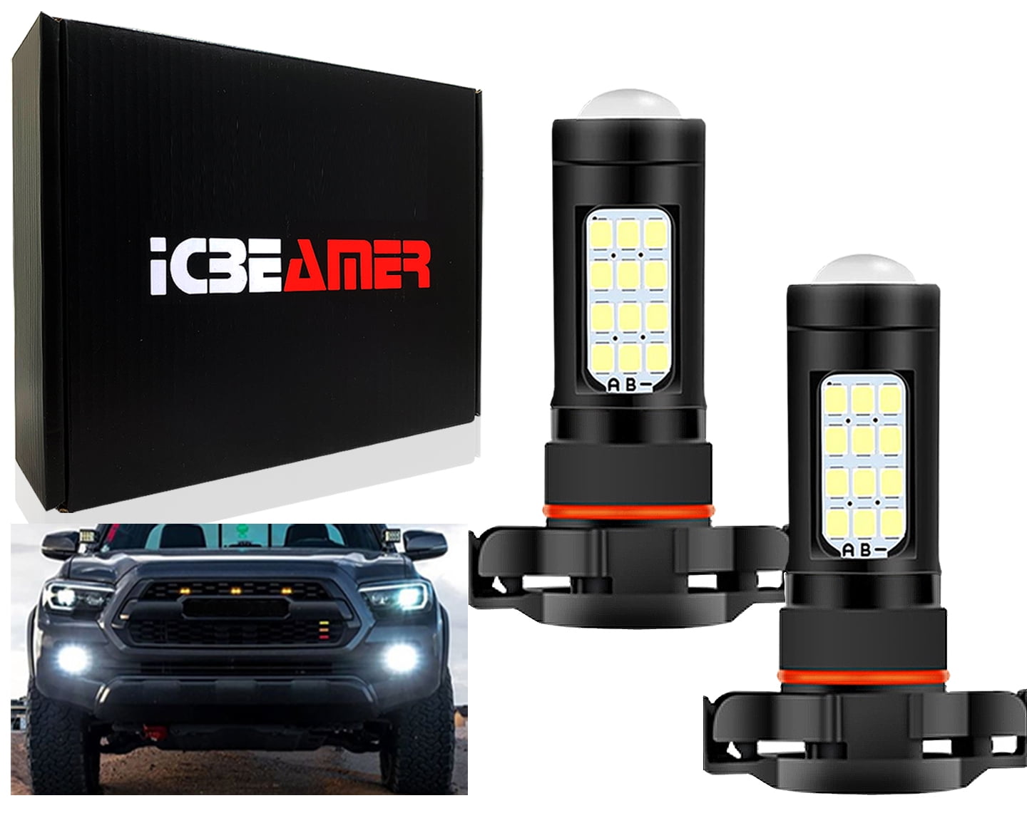 ICBEAMER 5201 5202 LED Fog Light Bulbs Extremely Bright H16 LED Bulb ...