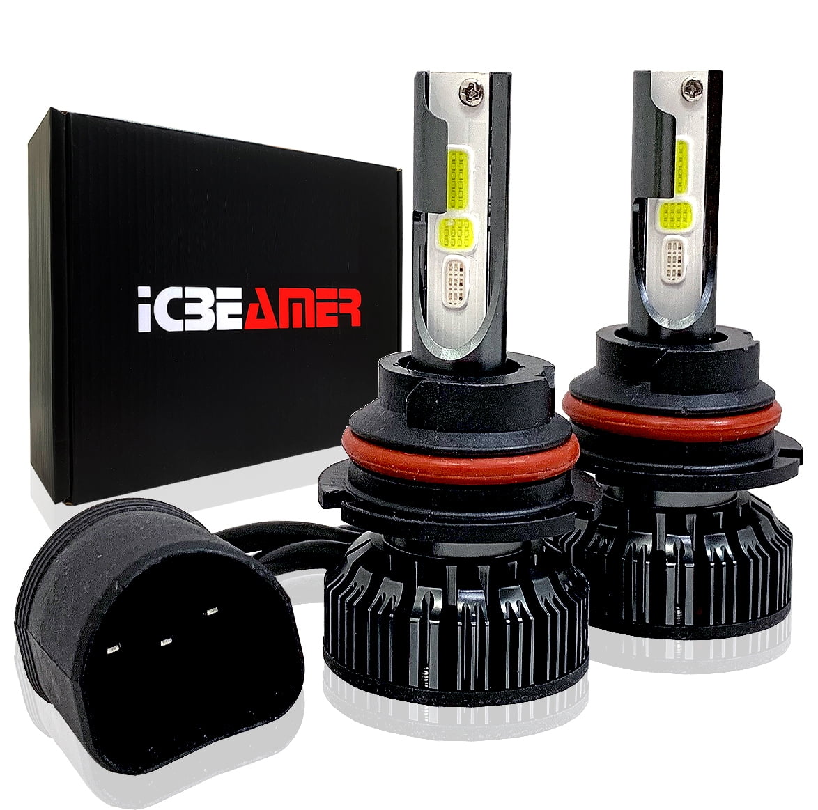 ICBEAMER 9004 HB1 Canbus LED COB Driving Headlight RGB Daytime Running ...