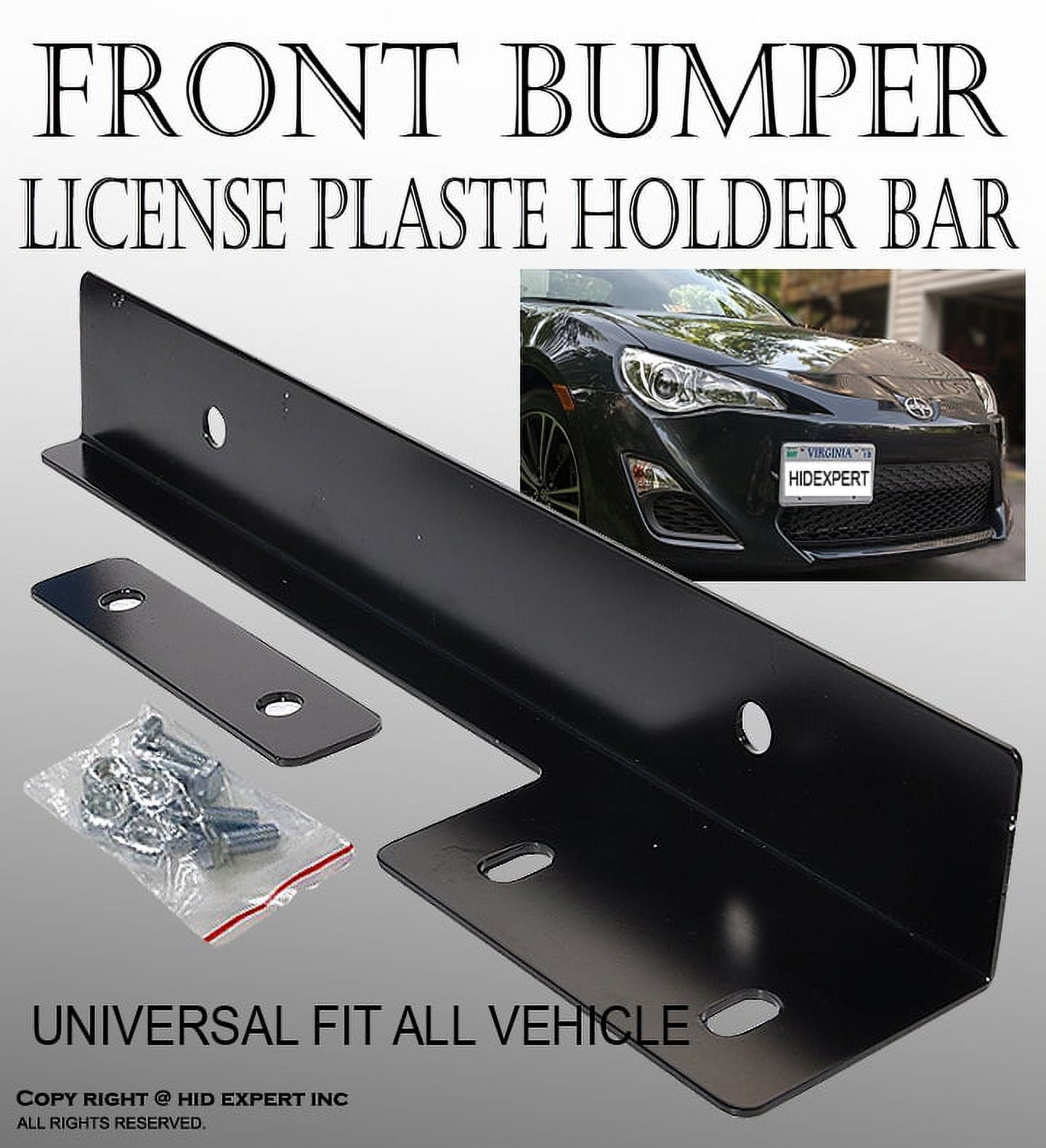 ICBEAMER One pc ICBEAMER Black Aluminum Bumper Front License Plate ...