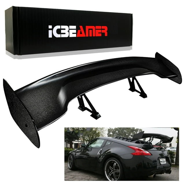 ICBEAMER Universal Fit Real Carbon Fiber GT Wing Rear Weatherproof ...