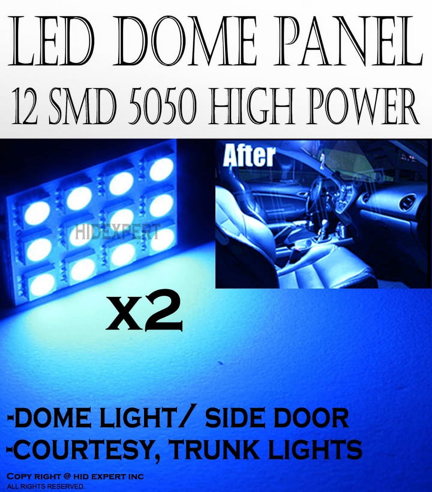 ICBEAMER pair BLUE 12-SMD LED Panel High Power Lights Interior Map/Dome ...