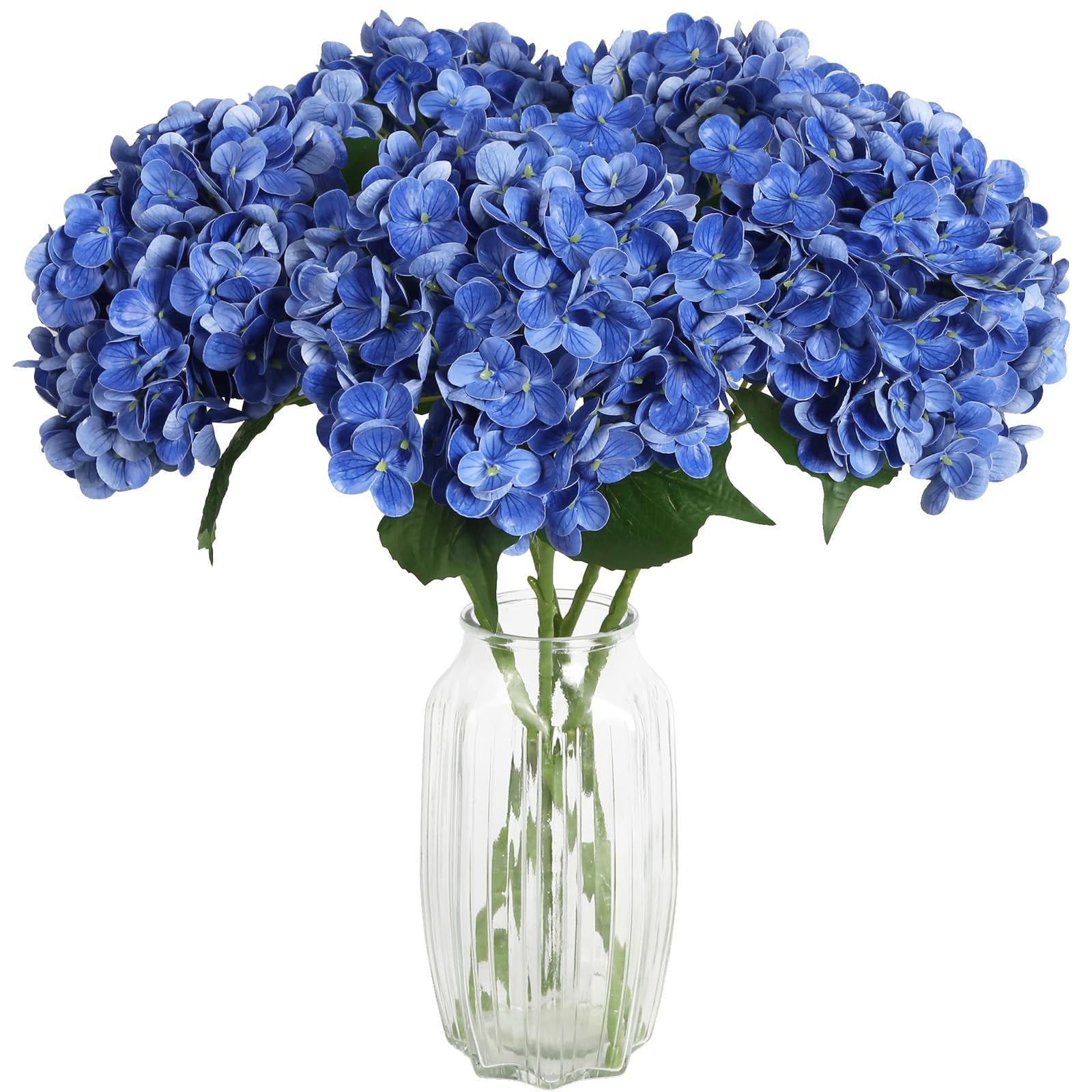 ICBOX 4PCS Real Touch IFF17 Blue Hydrangea Artificial 21'' Large Latex ...