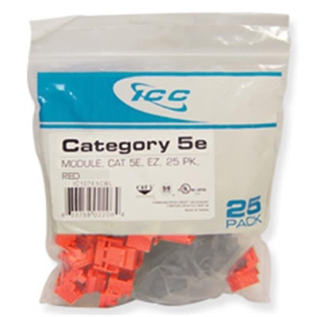 ICC Cat 5e EZ Modular Connector- Red - Walmart.com