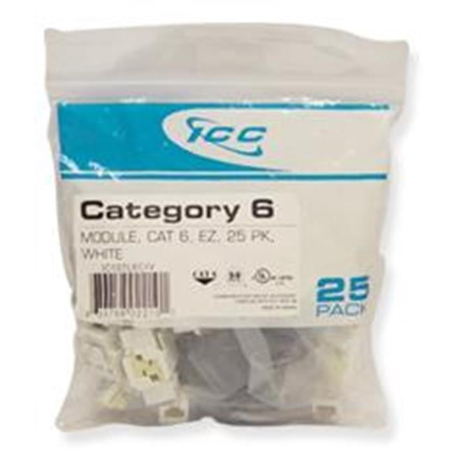 ICC Cat 6 Ez Modular Connector, White - Walmart.com