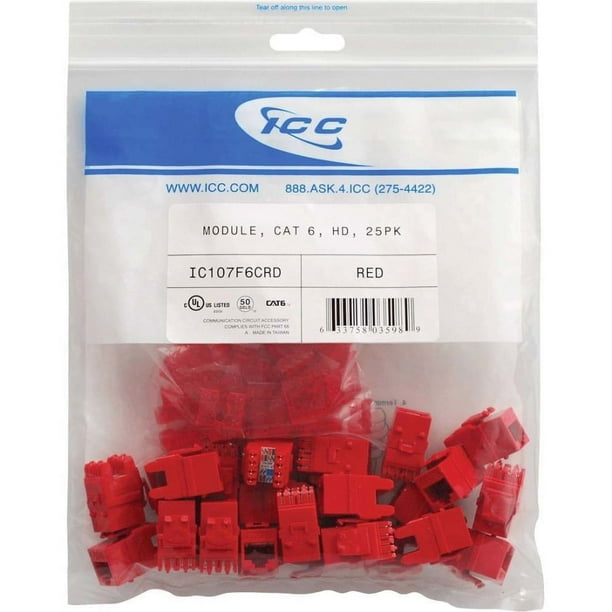 ICC Cat.6 Modular Connector - 25 Pack - 1 x RJ-45, 1 x 110-punchdown ...