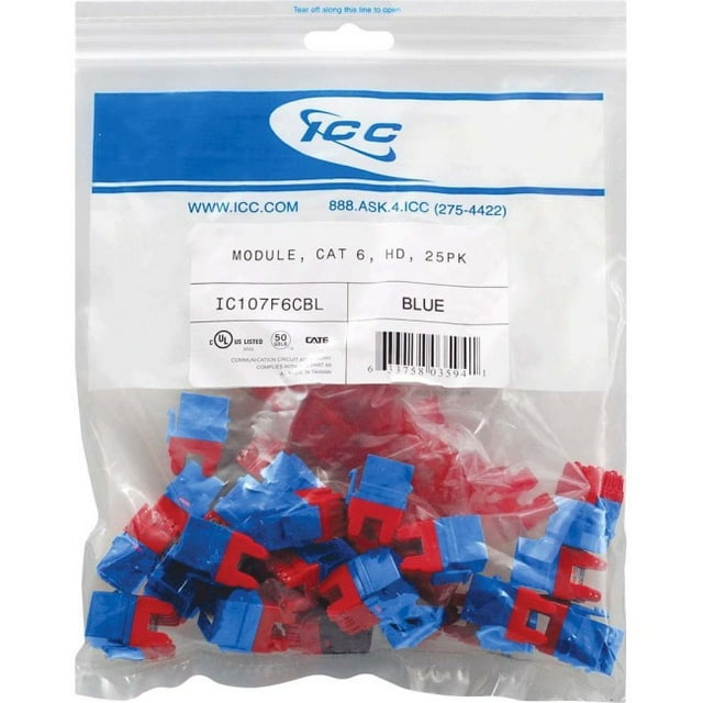 ICC Cat.6 Modular Connector, IC107F6CBL - Walmart.com