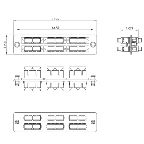 ICC Classic SC-SC Fiber Optic LGX Compatible Adapter Panel with Beige Multimode Adapters for 12 ...
