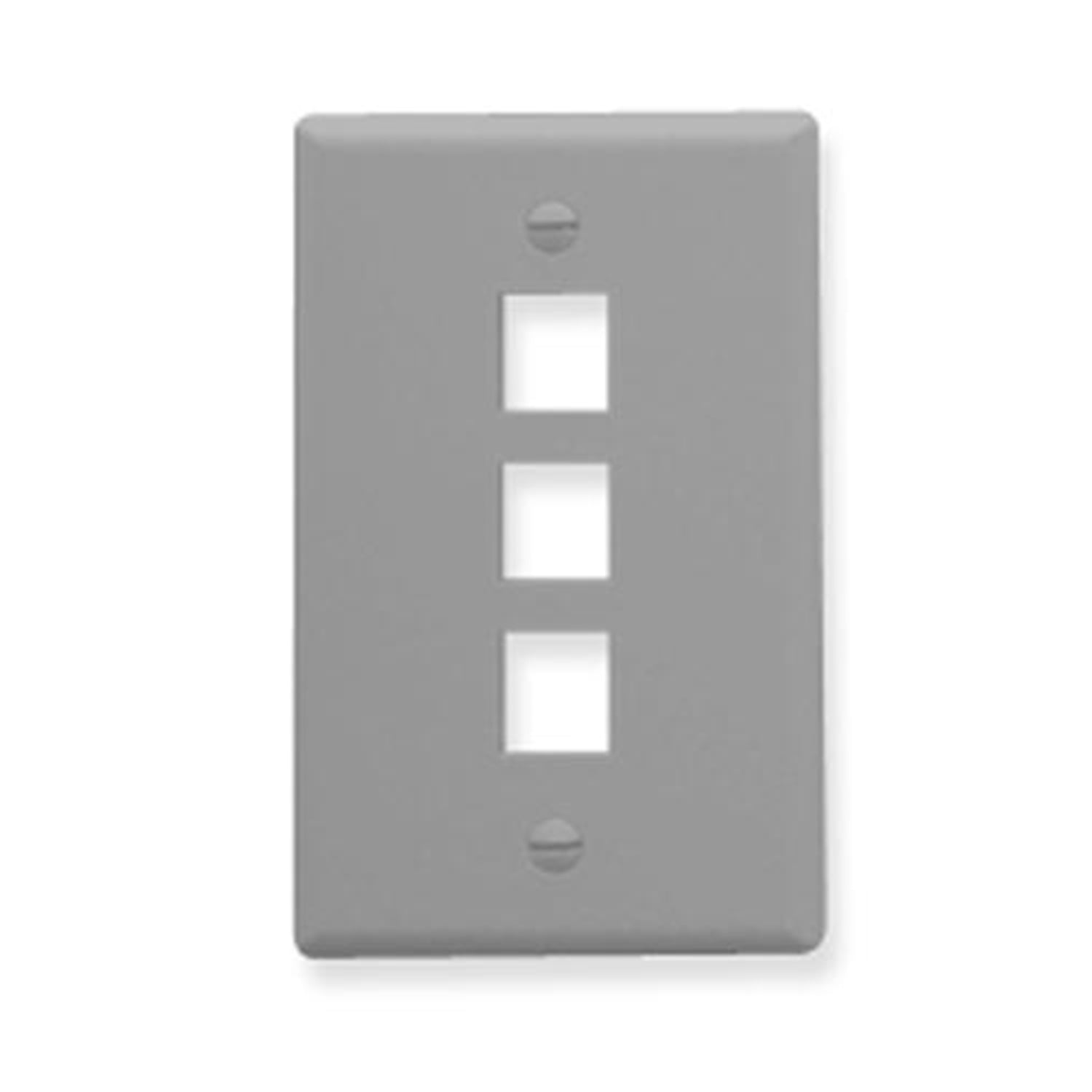 ICC IC107F03GY Face Plate Flat 1-Gang 3-Port - Walmart.com