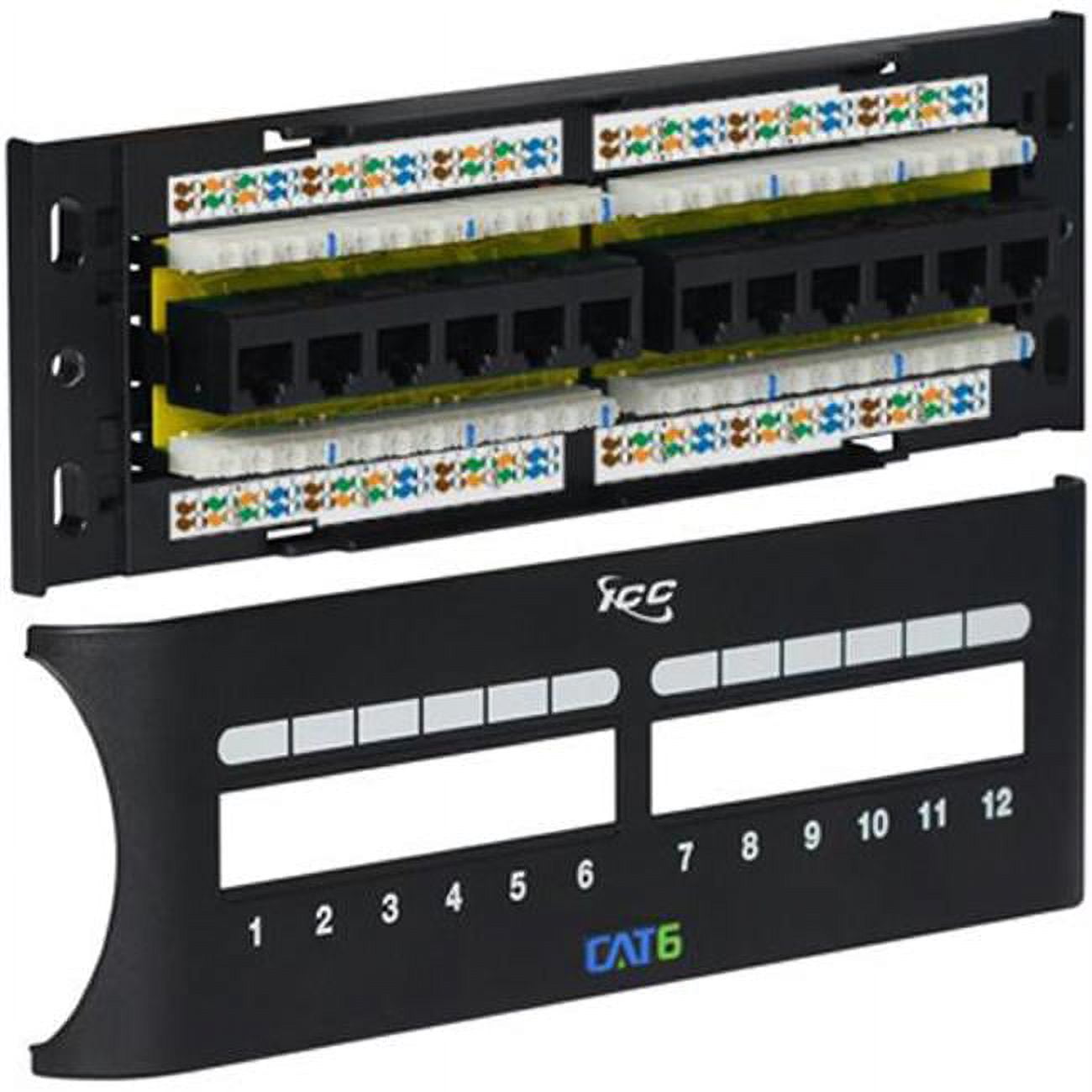 ICC Patch Panel, Cat 6 Front, 12 Port ICMPP12F6E - Walmart.com