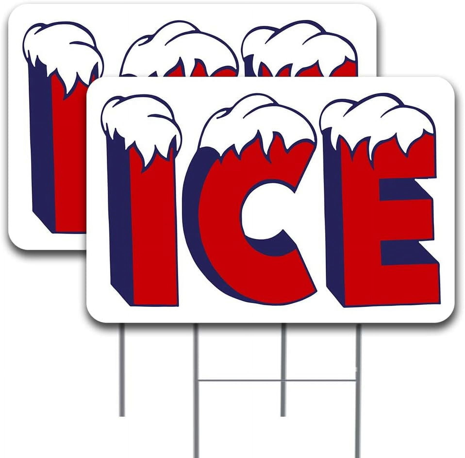 ICE 2 Pack Double-Sided Yard Signs 16" x 24" with Metal Stakes (Made in ...