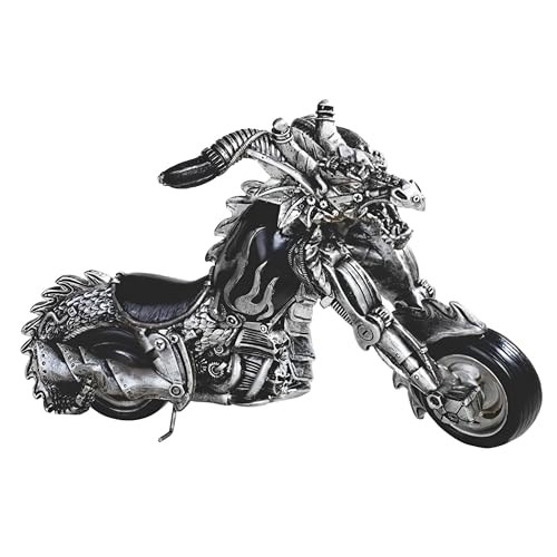 ICE ARMOR 13" W Silver Dragon Motorcycle Statue Fantasy Decoration ...