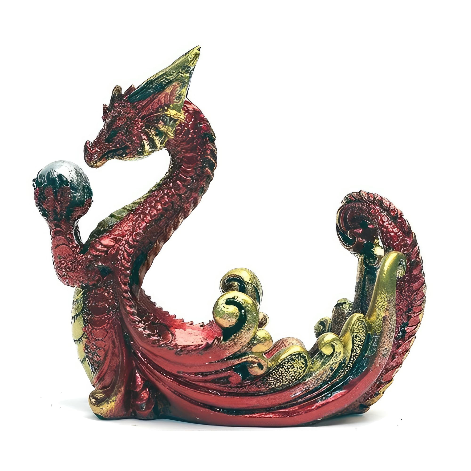ICE ARMOR 4" H Red Dragon Incense Burner Statue Sculpture Ornament ...