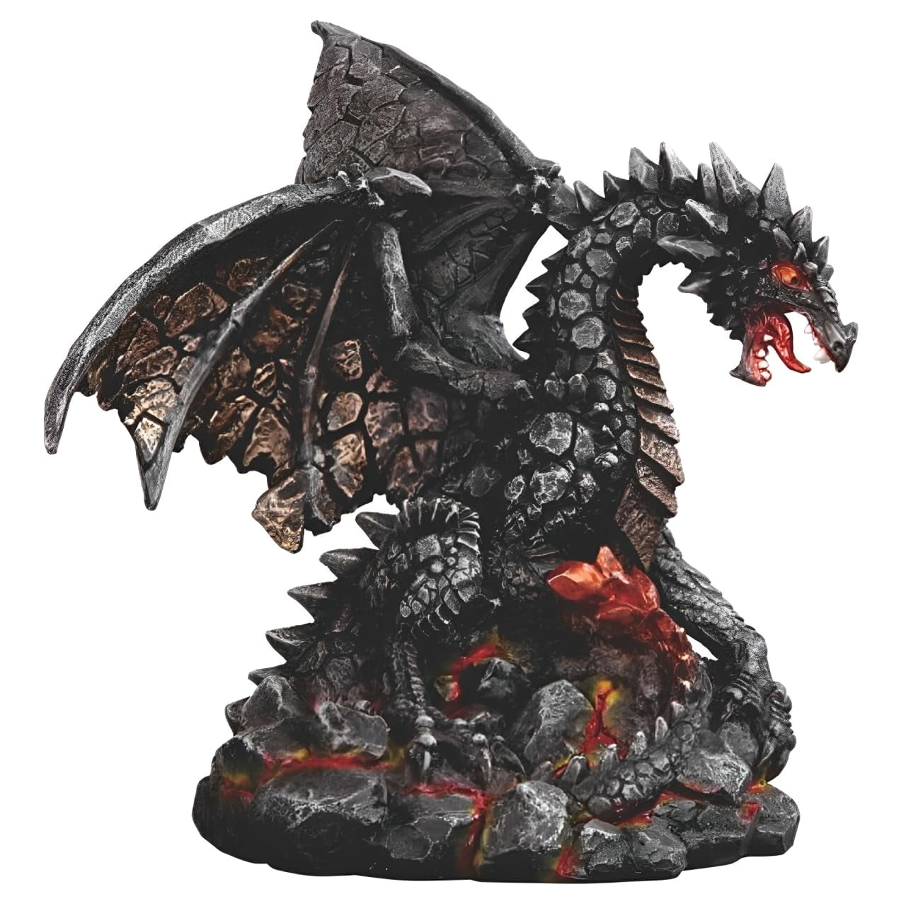 ICE ARMOR 8" H Dragon with Stone Wing on Volcano Figurine Statue ...