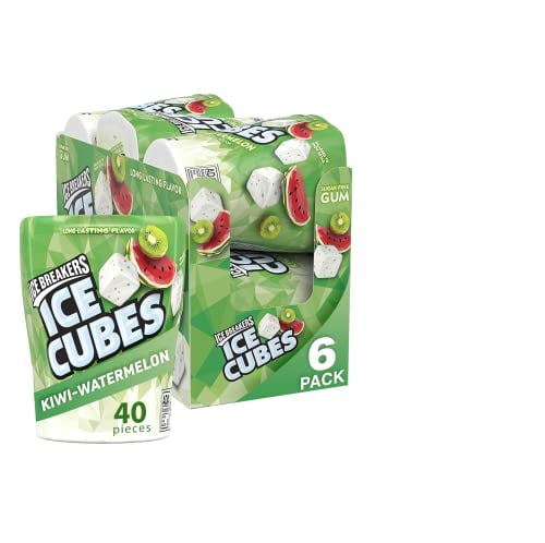 ICE BREAKERS Ice Cubes Kiwi Watermelon Sugar Free Chewing Gum Bottles ...