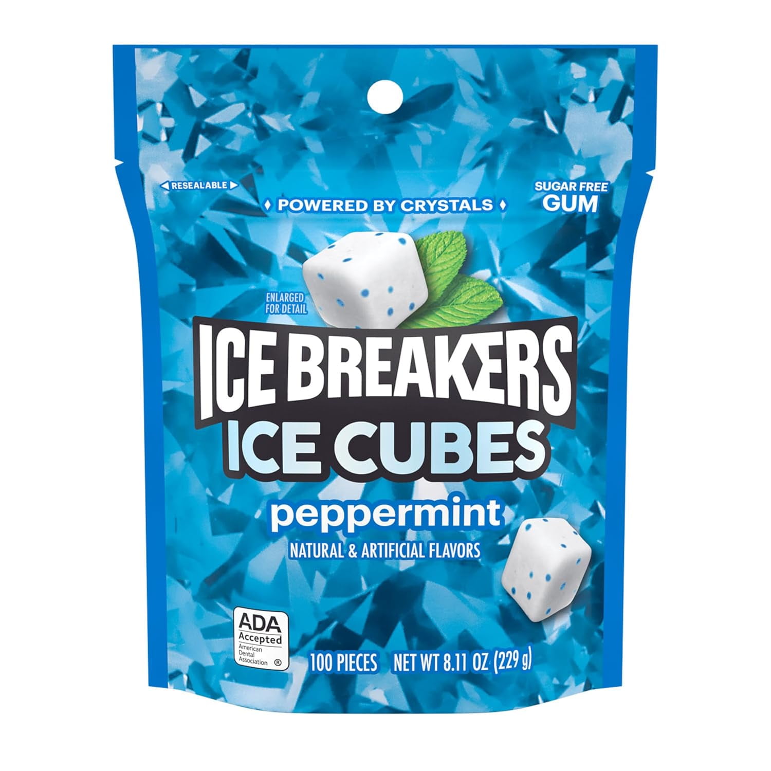 ICE BREAKERS Ice Cubes Peppermint Sugar Free Chewing Gum Pouch, 8.11 oz (100 Pieces) - Walmart.com